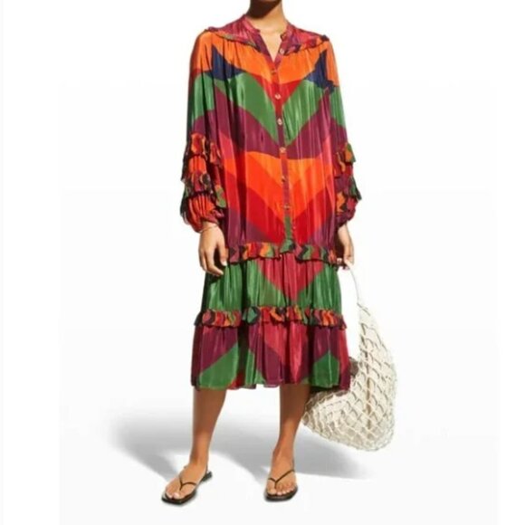 FARM Rio | Dresses | Farm Rio Womens Juliana Stripes Midi Dress Size ...